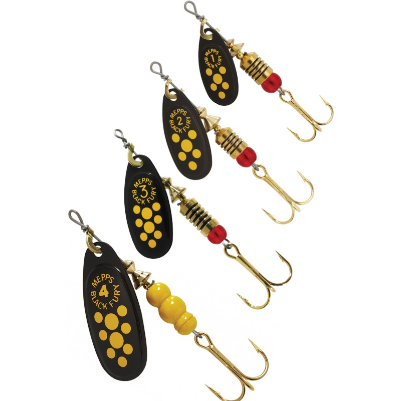 Mepps Comet Black Fury Yellow Dot Spinners - £4.69